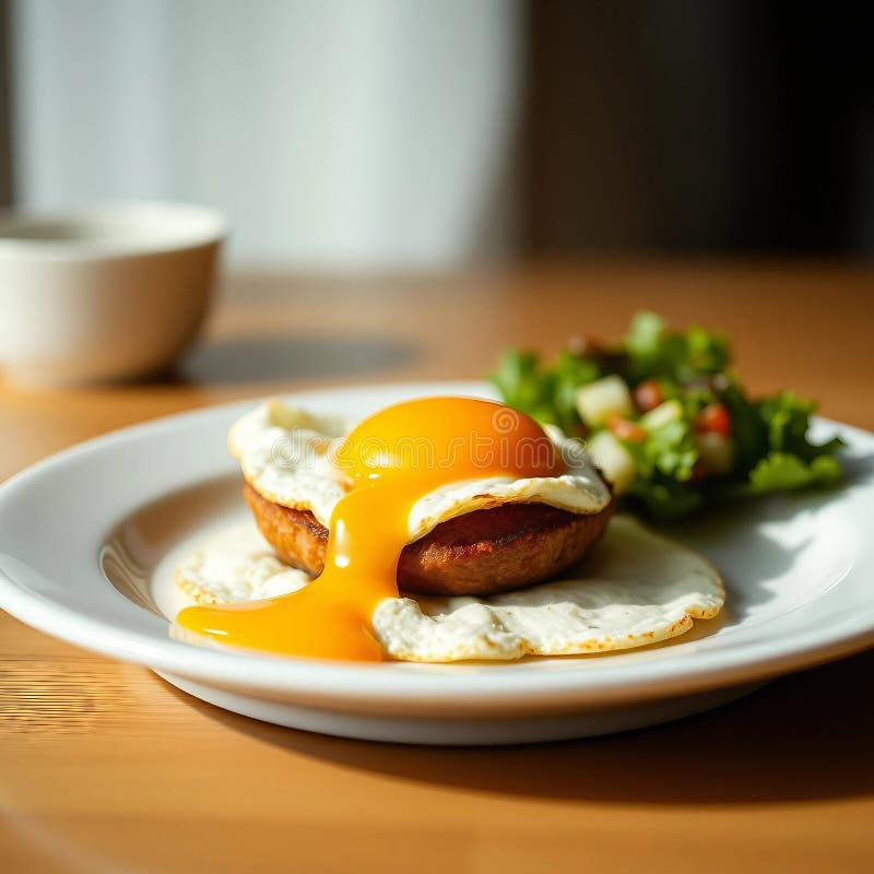 One Fried Freshly Cooked Egg on a Plate. Traditional Breakfast Stock ...