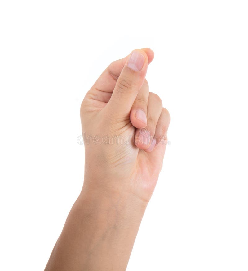 Pinch Something with One Hand in Front of a White Background Stock ...