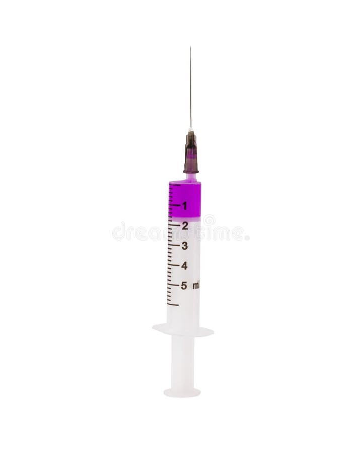 New Syringe with Orange Cap Isolated on White. Injection Stock Photo ...