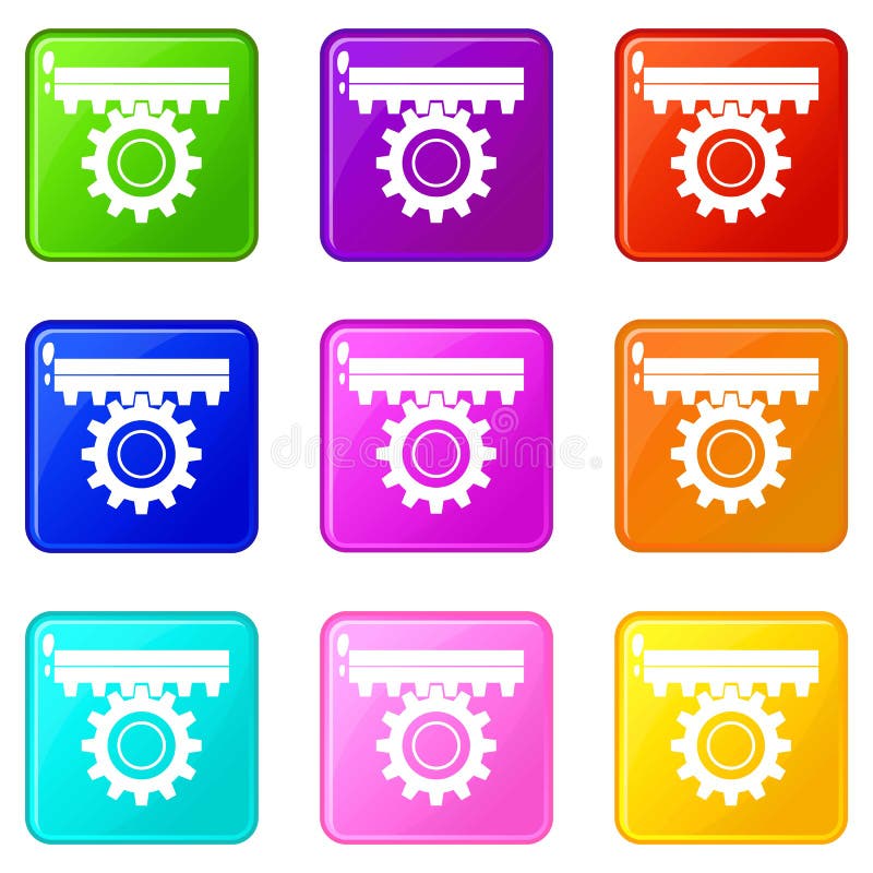 One gear icons 9 set stock vector. Illustration of collection - 96144908