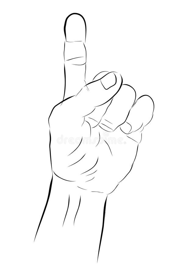 One 1 Gesture Vector Hand Draw Sketch Doodle Man Hand Stock ...