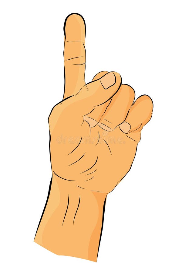 One 1 Gesture Vector Hand Draw Sketch Doodle Man Hand Stock Vector ...