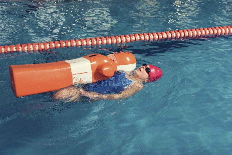 Two Girls in a Pool Water Rescue Training Stock Photo - Image of ...