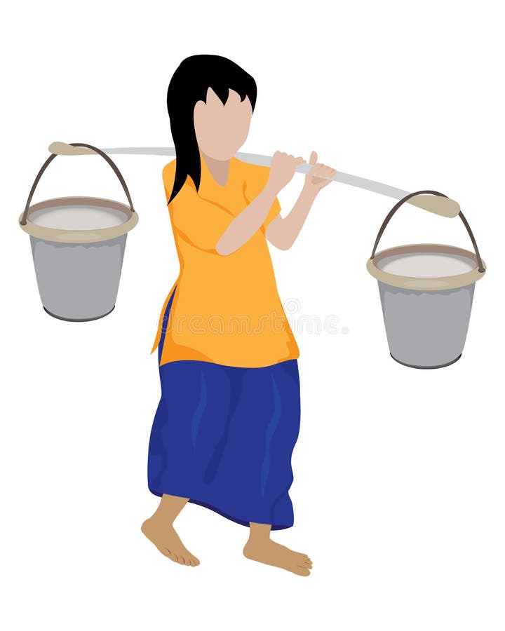 One Girl with Water Pot Vector Design Stock Vector - Illustration of ...