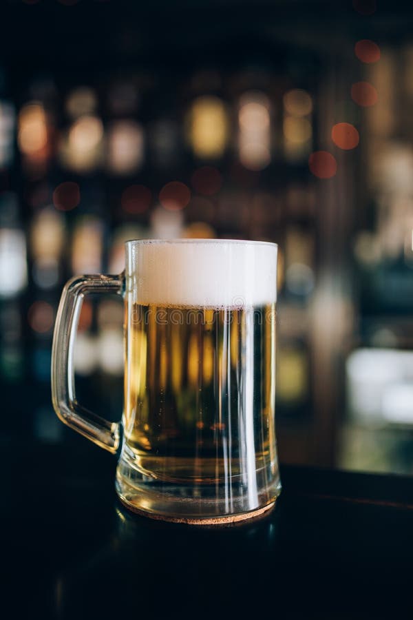 One Glass of Beers on a Pub Background. Stock Photo - Image of brewery ...