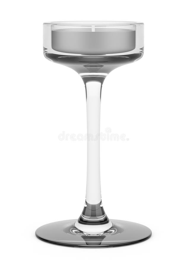 One Glass Candlestick with Candle Isolated Stock Illustration ...