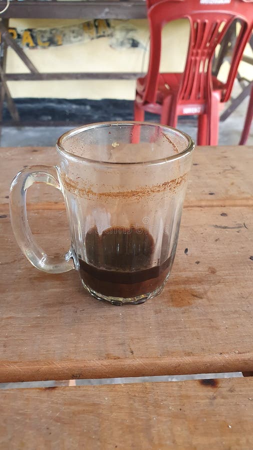 One Glass of Coffee is almost Finished Stock Image - Image of finished ...