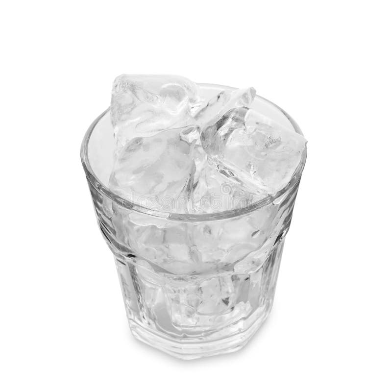 One Glass with Ice for Refreshing Drink Isolated on White Stock Photo ...