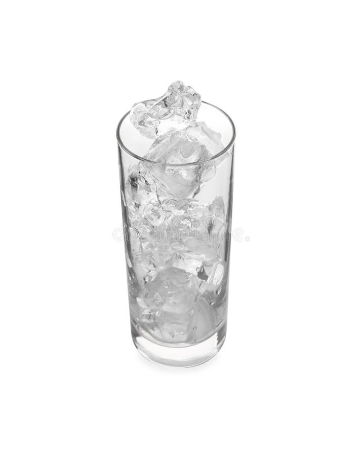 One Glass with Ice for Refreshing Drink Isolated on White Stock Photo ...