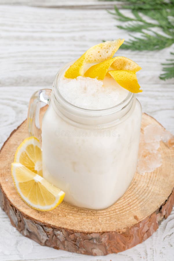 One Glass, Transparent Glass with a Handle in Which a Milkshake Stock ...