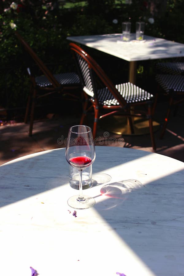 One Glass of Wine in the Cafe on the Open Veranda. Stock Image - Image ...