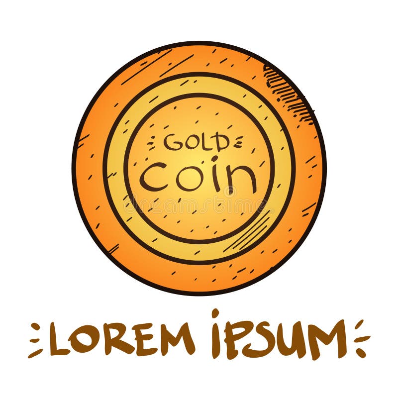 One Gold Coin is a Sketch of the Logo. Element for Infographics in the ...