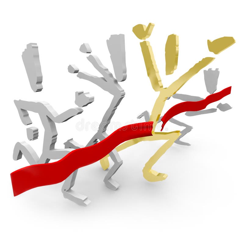 Winner Crosses the Finish Line Stock Illustration - Illustration of ...