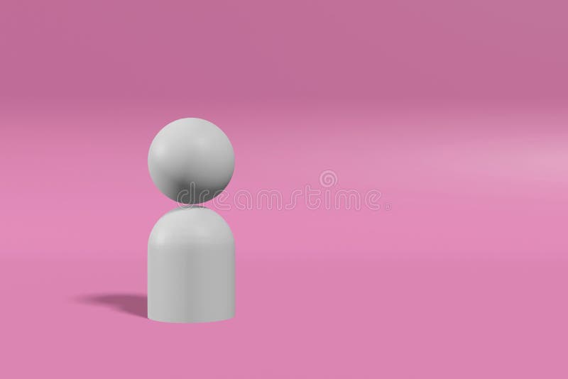 One Gray Human Figure, on a Soft Pink Background 3d Rendering Stock ...