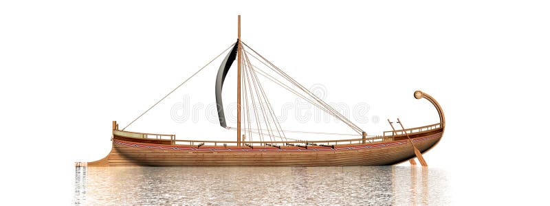 One Greek Boat on the Water - 3D Render Stock Illustration ...