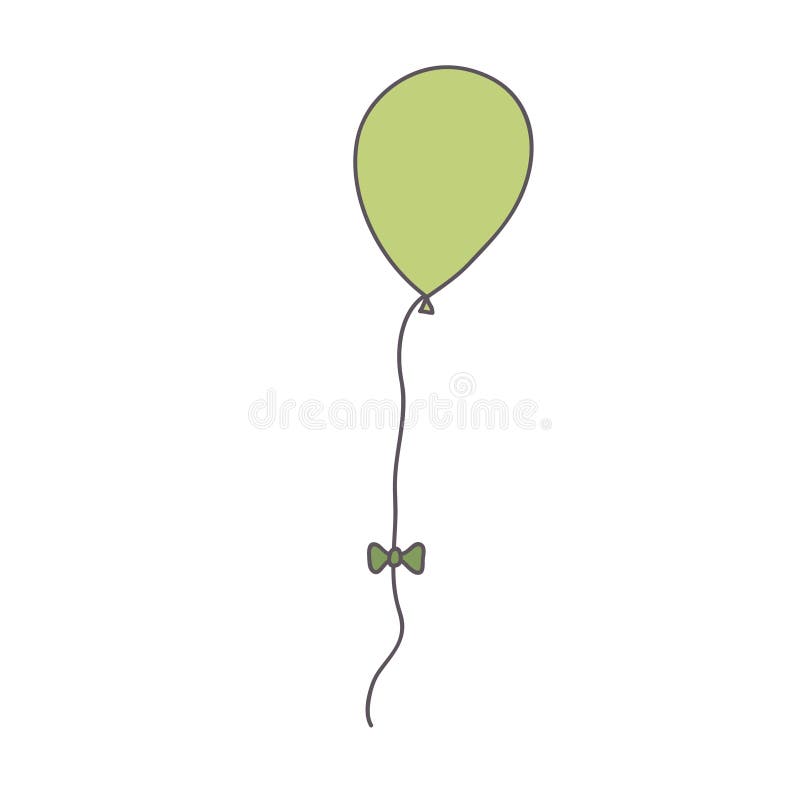 One Green Balloon. Vector Drawing Stock Vector - Illustration of sketch ...