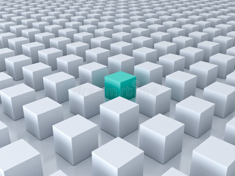 One Green Cube Amongs Other White Cubes Stock Illustration ...