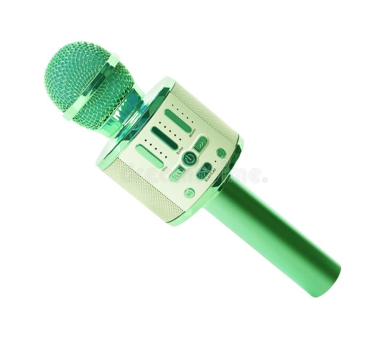 One Green Karaoke Microphone Isolated on White Stock Image - Image of ...