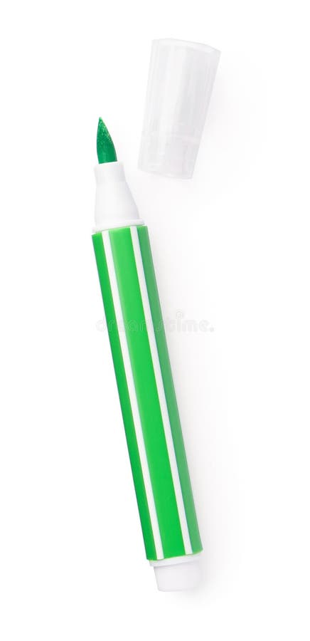 One Green Marker Isolated on White Stock Photo - Image of liner ...