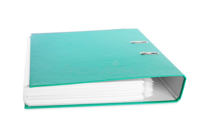 One Green Office Folder Isolated on White Stock Image - Image of data ...