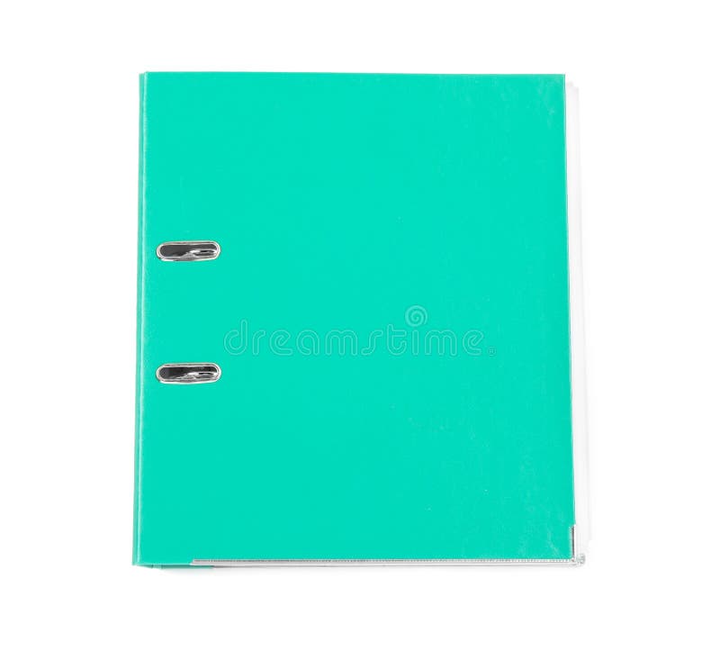 One Green Office Folder Isolated on White, Top View Stock Photo - Image ...