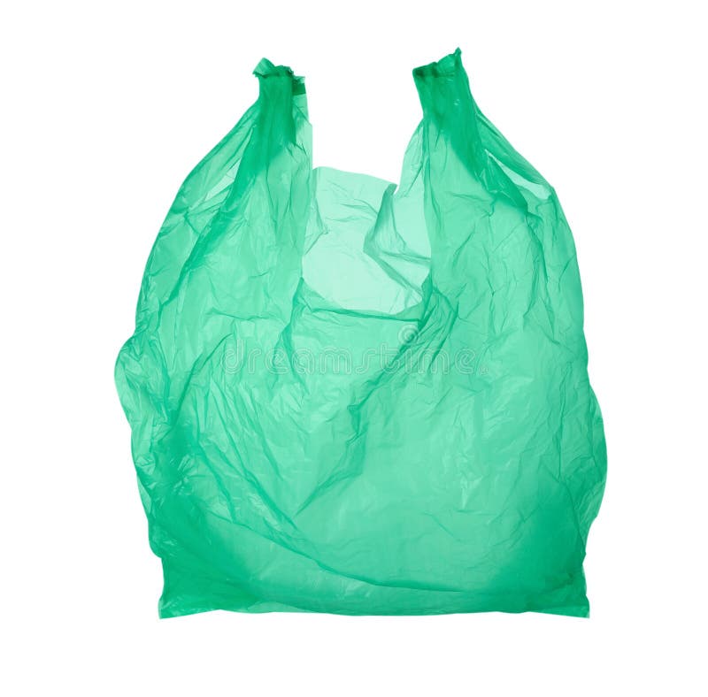 One Green Plastic Bag Isolated on White Stock Photo - Image of package ...