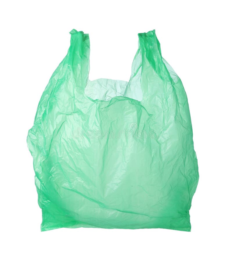 One Green Plastic Bag Isolated on White Stock Image - Image of ...