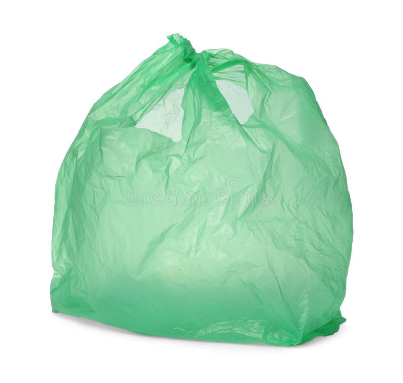 One Green Plastic Bag Isolated on White Stock Image - Image of green ...