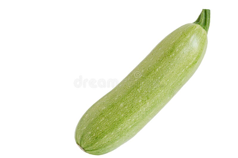 One Green Raw Zucchini Isolated on White Background Stock Photo - Image ...