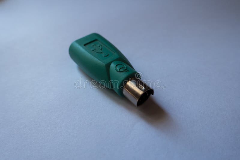 One Green USB To PS2 Plug Adapter Stock Image - Image of connector ...