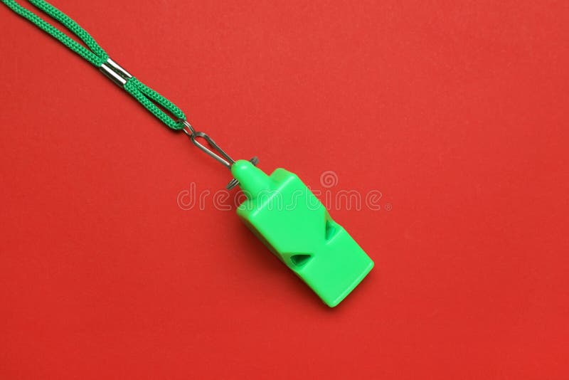 One Green Whistle Cord Red Background Top View Stock Photos - Free ...
