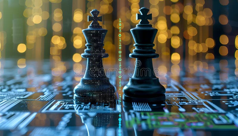 One Half of Chess Piece Standing on Chessboard, and Other One Filled ...