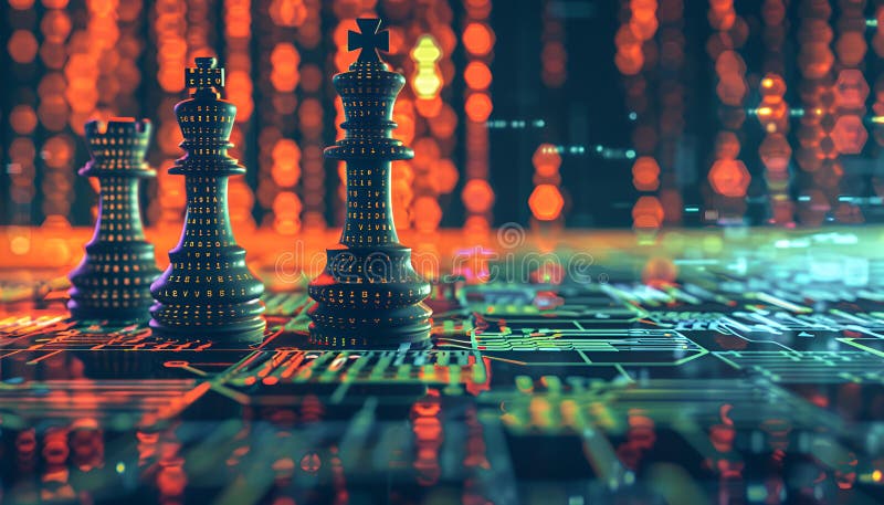 One Half of Chess Piece Standing on Chessboard, and Other One Filled ...