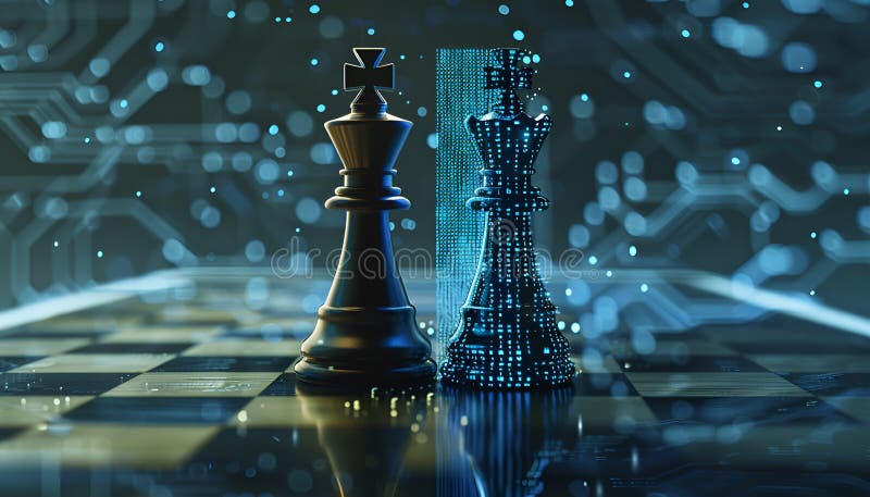 One Half of Chess Piece Standing on Chessboard, and Other One Filled ...