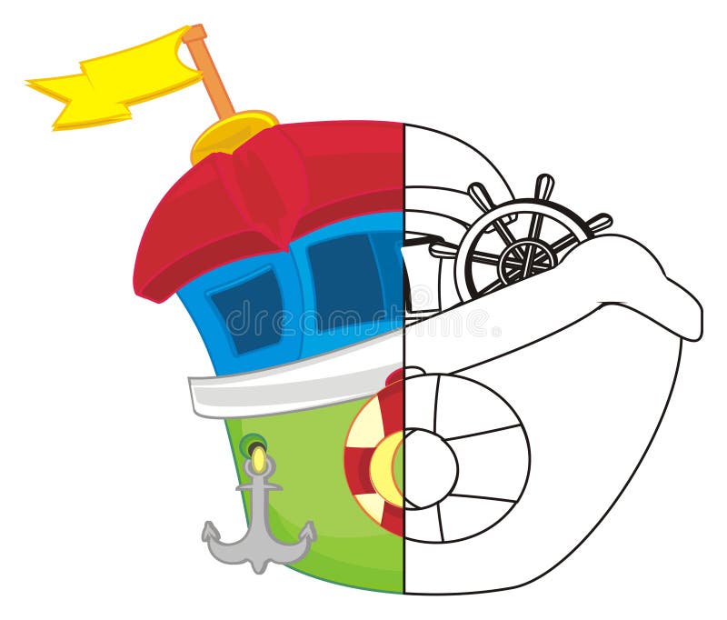 Colored and Not Colored Ship Stock Illustration - Illustration of ...