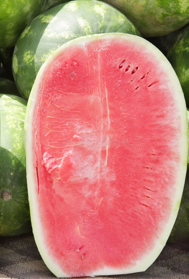 One Half of Watermelon with Smooth Fleshy Texture Stock Photo - Image ...