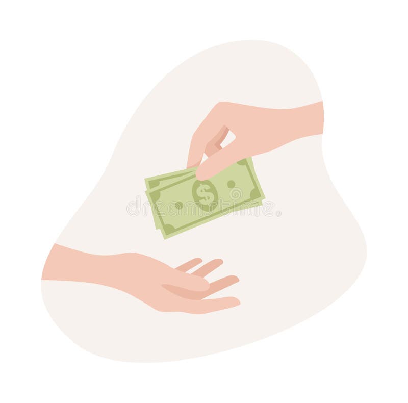 One Hand Giving Banknotes To Another One. Vector Illustration Stock ...