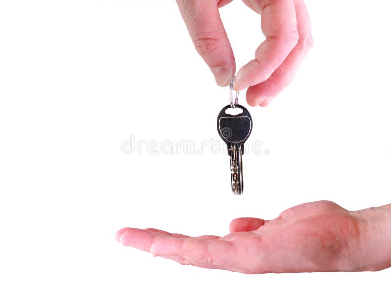 One Hand Giving Keys To Other Isolated on White Background Stock Image ...