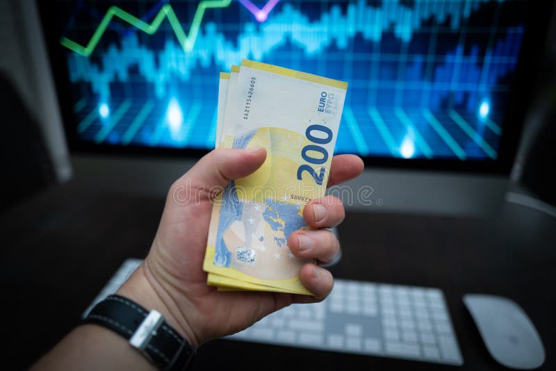 In One Hand are Held Some 200 Euro Banknotes Stock Photo - Image of ...