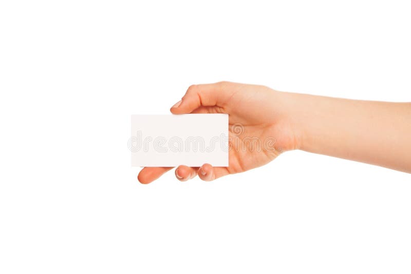 One Hand Holding a White Piece of Cardboard. Stock Photo - Image of ...