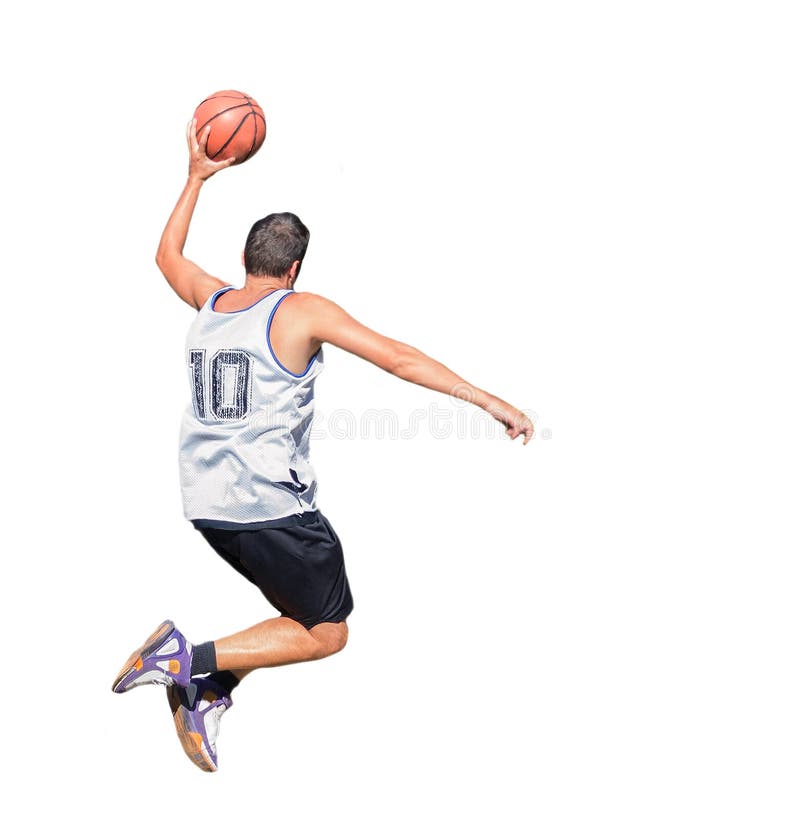 Basketball Player, One Hand Slam Dunk Stock Image - Image of caucasian ...