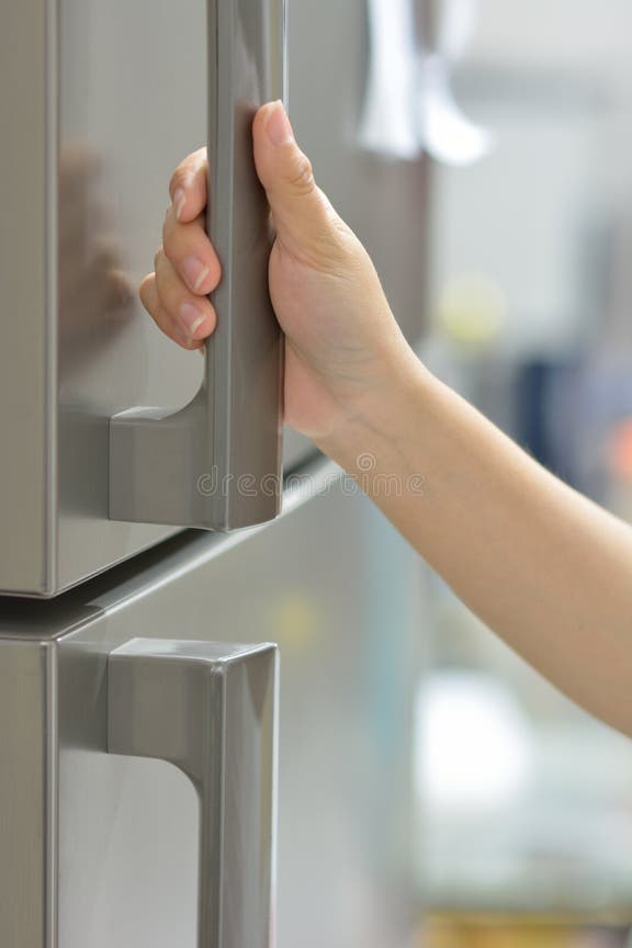 One Hand Opening Refrigerator Stock Image - Image of hygiene, house ...