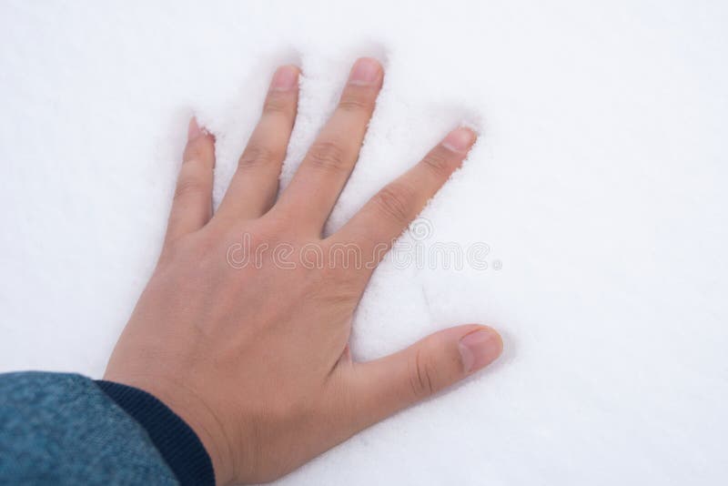 One Hand Touched the Snow after Snowfall Stock Image - Image of ...