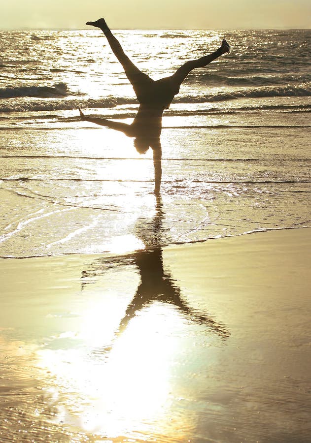 One Handed Handstand stock photo. Image of reflect, motivational - 4233024