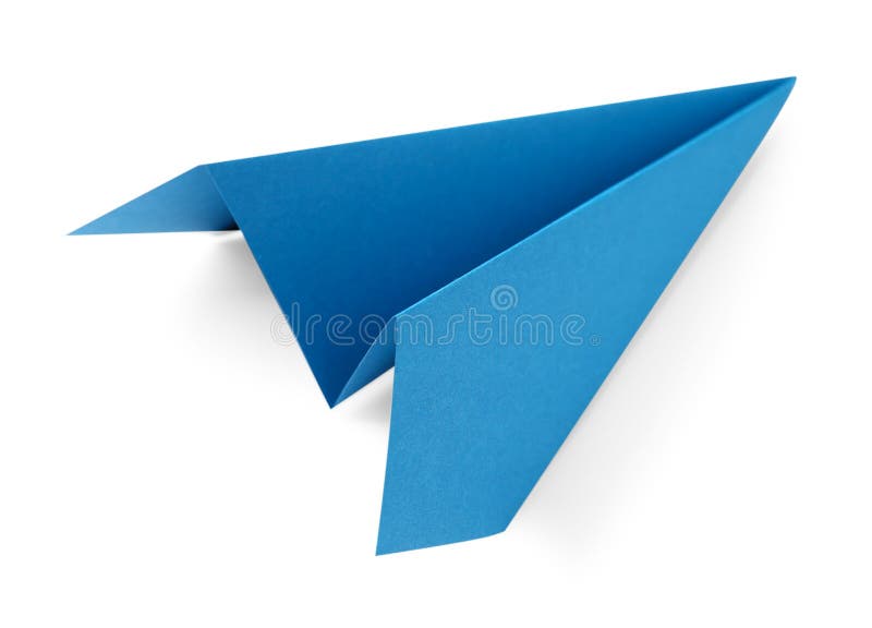 One Handmade Light Blue Paper Plane Isolated on White Stock Image ...