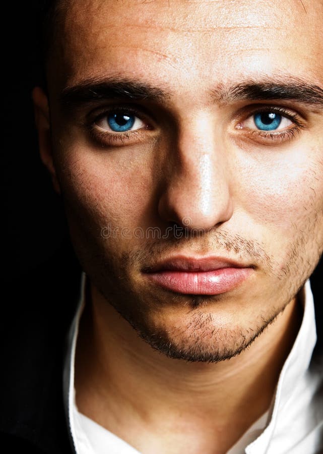 One Handsome Man with Beautiful Blue Eyes Stock Photo - Image of ...