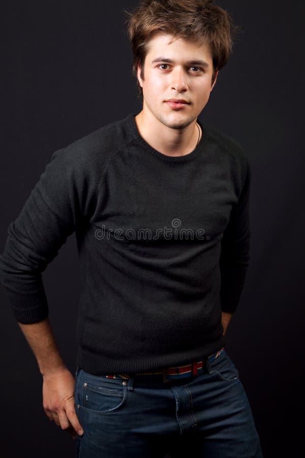 One Handsome Young Man in Jeans Stock Photo - Image of good, head: 11880724