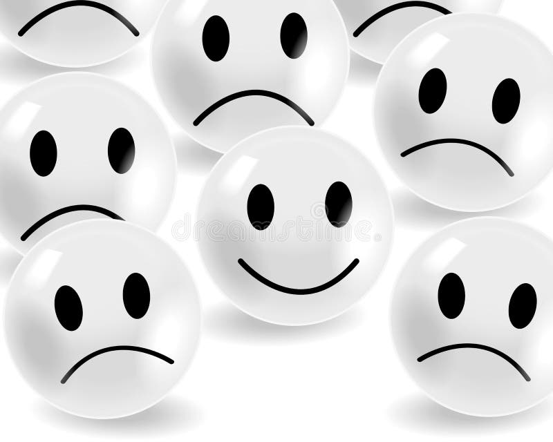 One Happy Smiley Face and a Lot of Sad Stock Vector - Illustration of ...