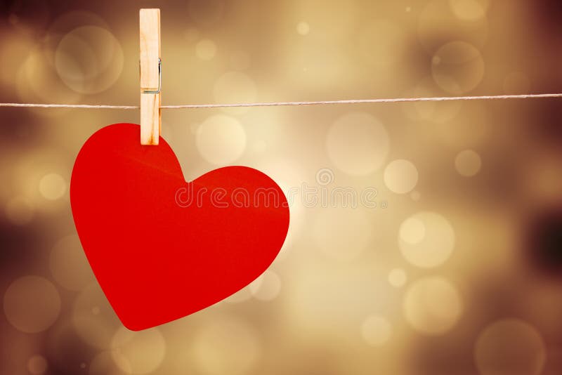 One Heart on a Clothes Line Stock Illustration - Illustration of ...