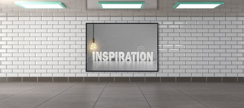 One Horizontal Billboard Frame with Inspirational Poster - 3D Rendered ...